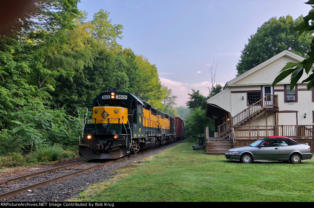 HRRC 3601 southbound past the ex-New Haven Railroad's Falls Village depot